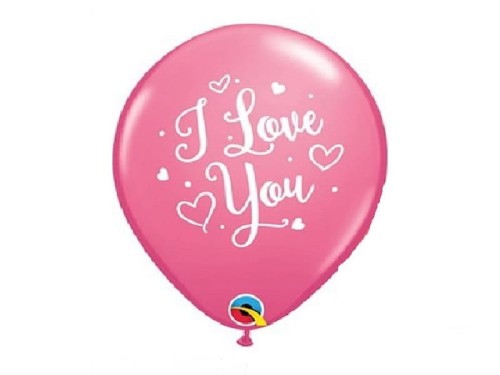 Balon I love you różowy 11 cali / 1 szt. Sklep Warszawa Imprezowy Kącik